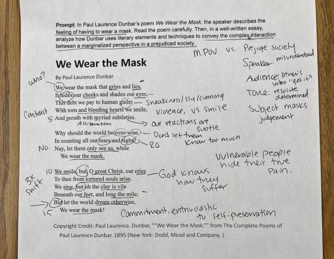 Mask Up!; An Analysis of Paul Laurence Dunbar’s “We Wear the Mask ...